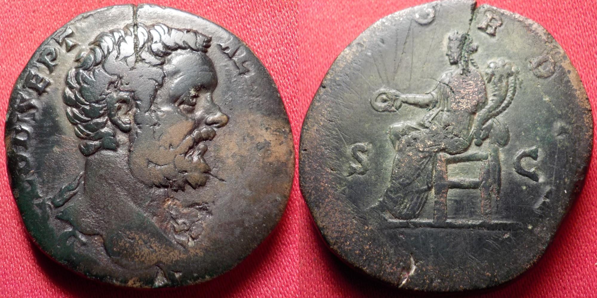 CLODIUS ALBINUS CAESAR AE sestertius. Rome, 195 AD. Concordia seated ...