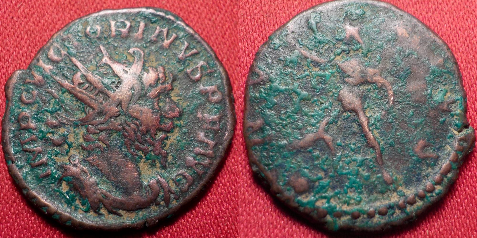 VICTORINUS AE antoninianus. INVICTUS, Sol advancing | Roman Imperial Coins