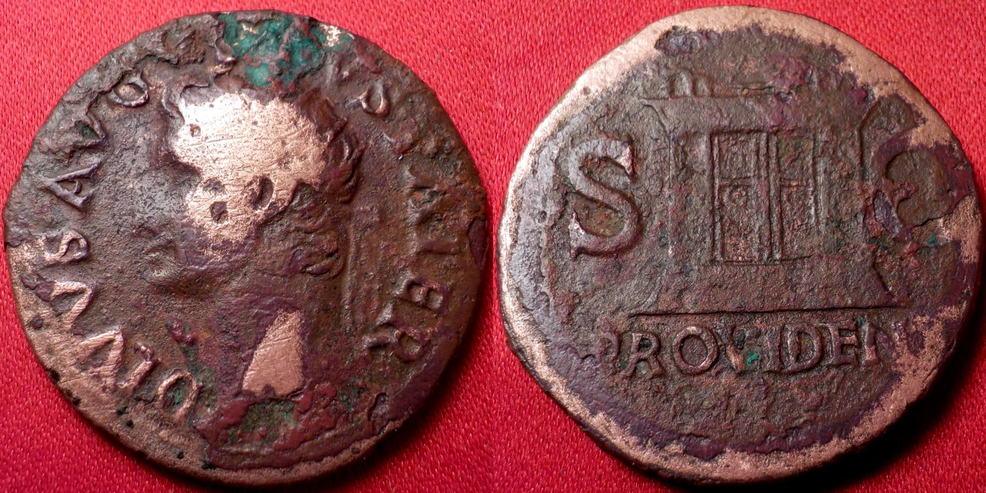DIVUS AUGUSTUS AE as. Struck under Tiberius. PROVIDENT, large altar