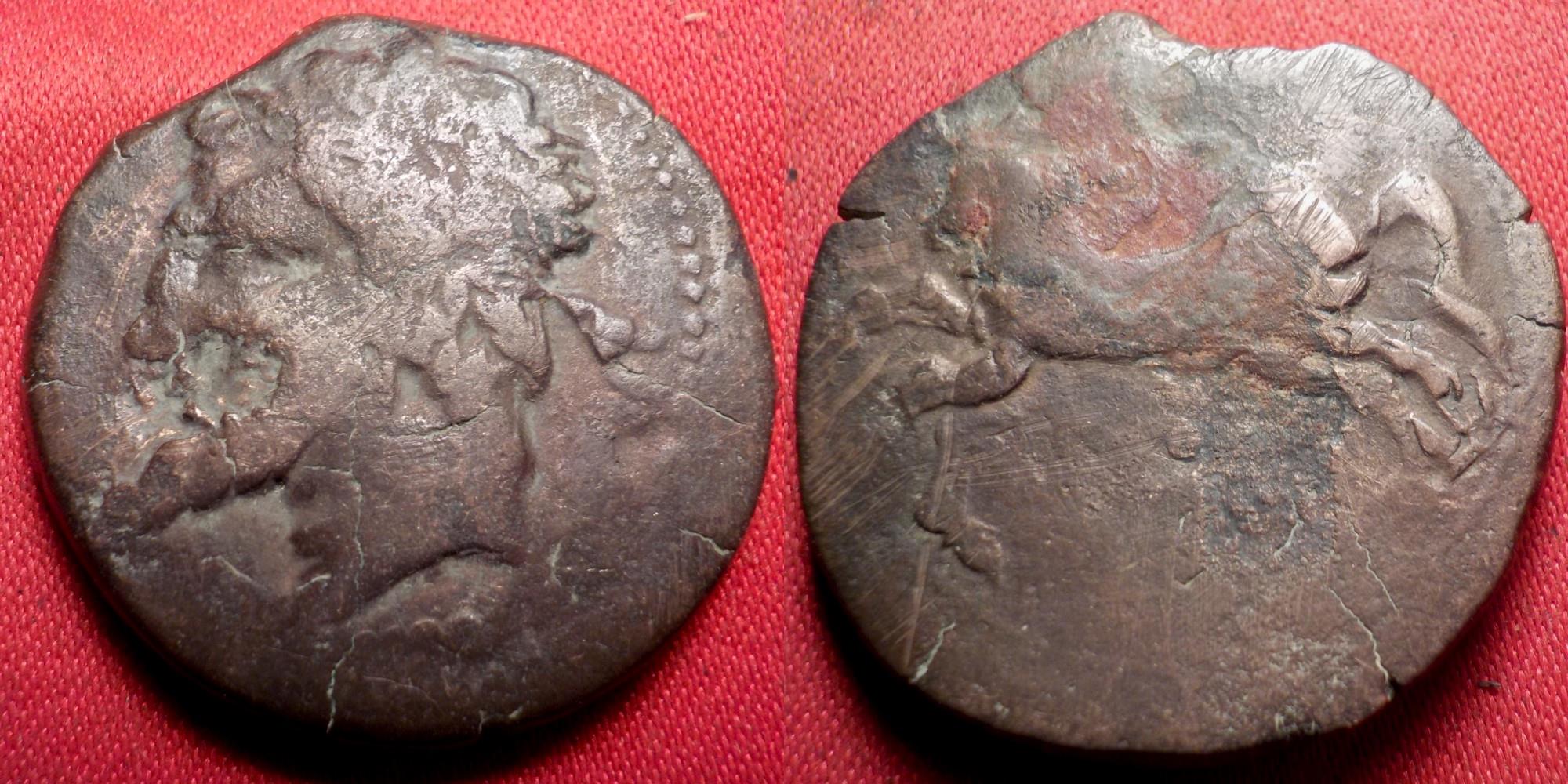 KINGDOM OF NUMIDIA, Micipsa, AE 26mm. Bearded bust, Horse galloping left.