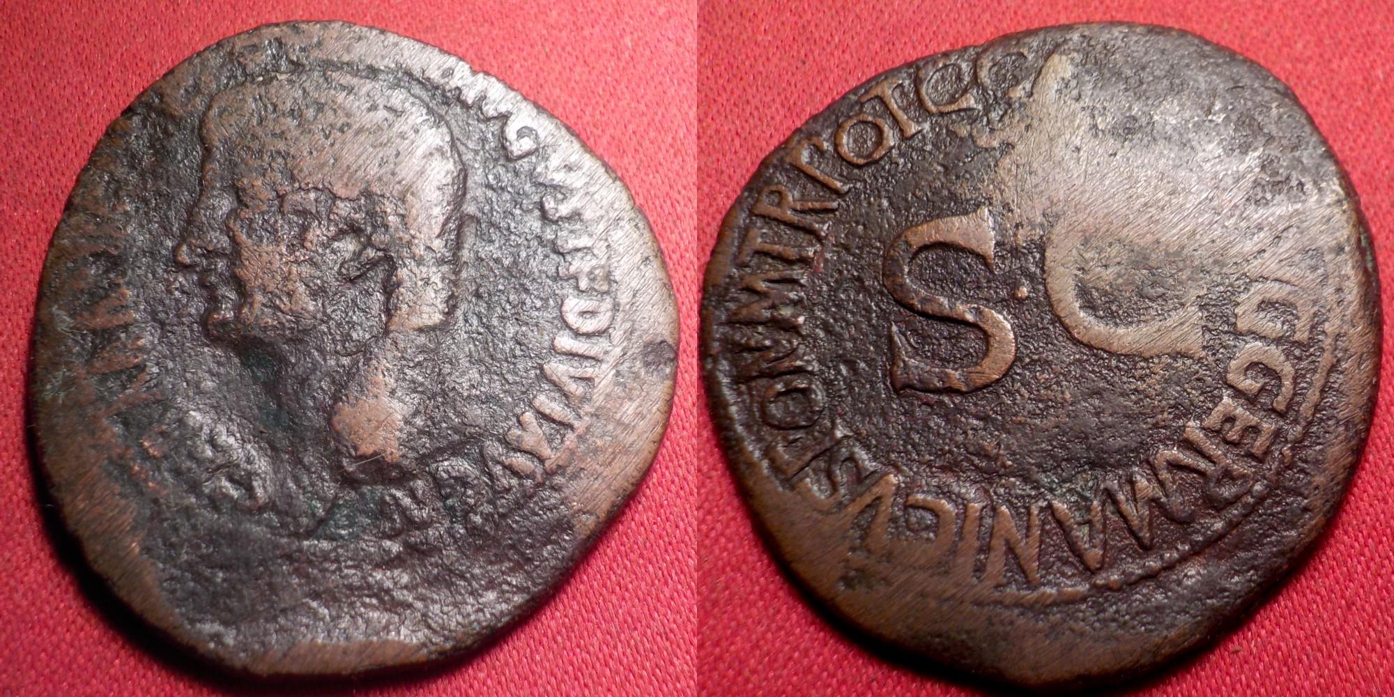 GERMANICUS AE as. Struck by Caligula. Legend around SC. | Roman ...