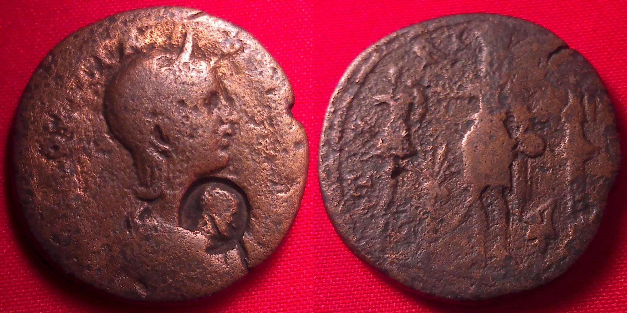 AQUILIA SEVERA AE 'as'. Tyre, Phoenicia. Astarte standing, palm tree ...