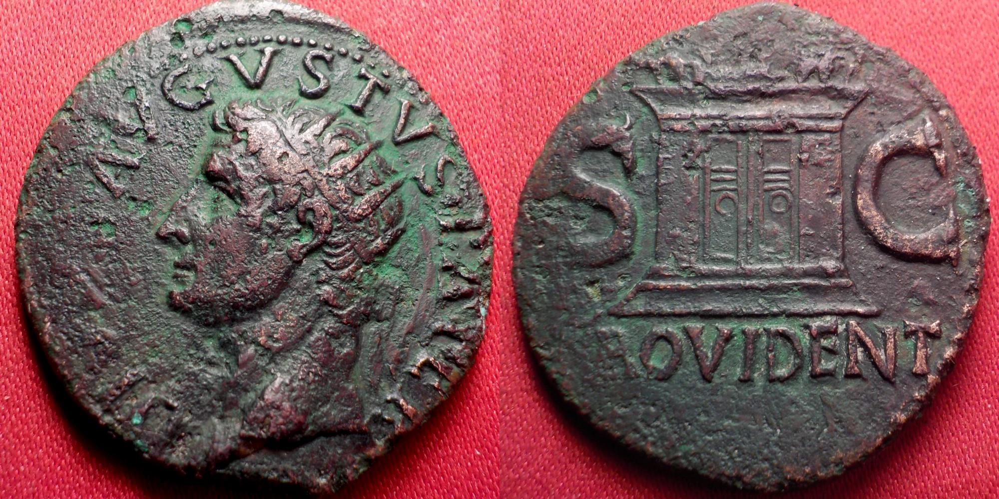 DIVUS AUGUSTUS AE as. Struck under Tiberius. PROVIDENT, large altar