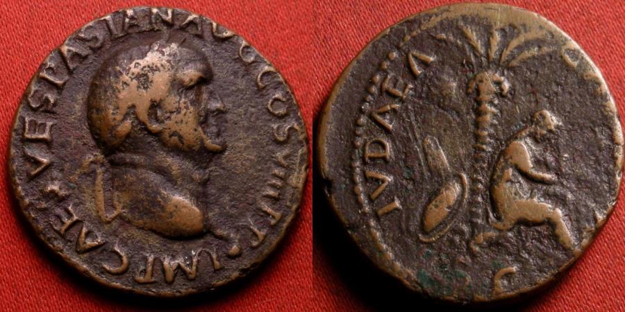 VESPASIAN AE as. Lugdunum, 77-78 AD. IVDAEA CAPTA, Judea Capta type ...