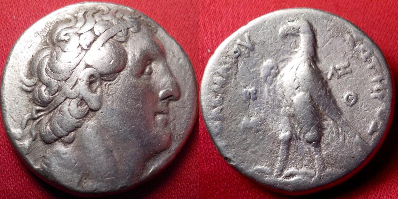 PTOLEMY II PHILADELPHOS AR silver tetradrachm. Ptolemais mint, 250-249 BC. Ptolemy I / Eagle