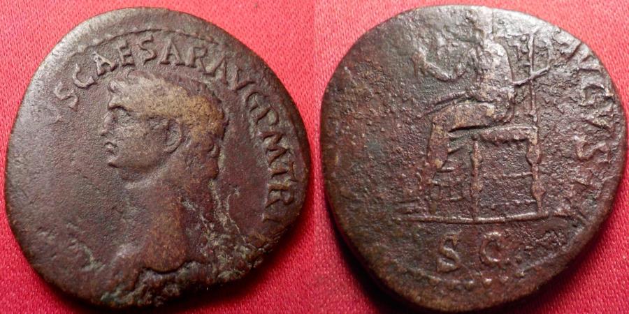 CLAUDIUS AE dupondius. CERES seated on ornamental throne. 13 grams