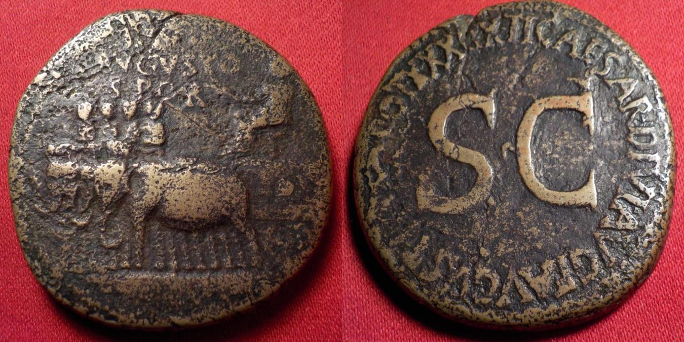 DIVUS AUGUSTUS AE orichalcum sestertius. Under Tiberius, 36-37 AD ...