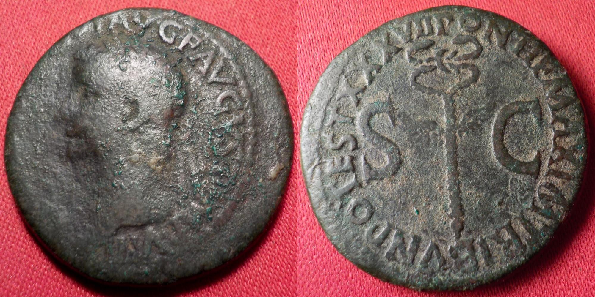 TIBERIUS AE as. Rome, 23-24 AD. Winged caduceus. | Roman Imperial Coins