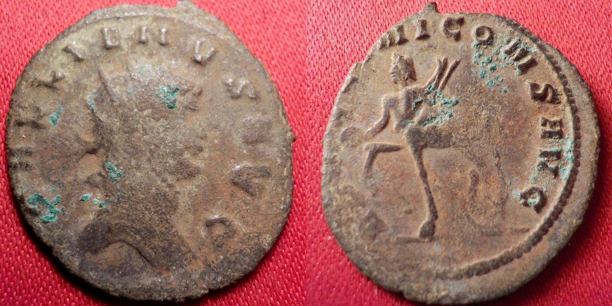 GALLIENUS AE antoninianus. APOLLINI CONS, Centaur walking left.