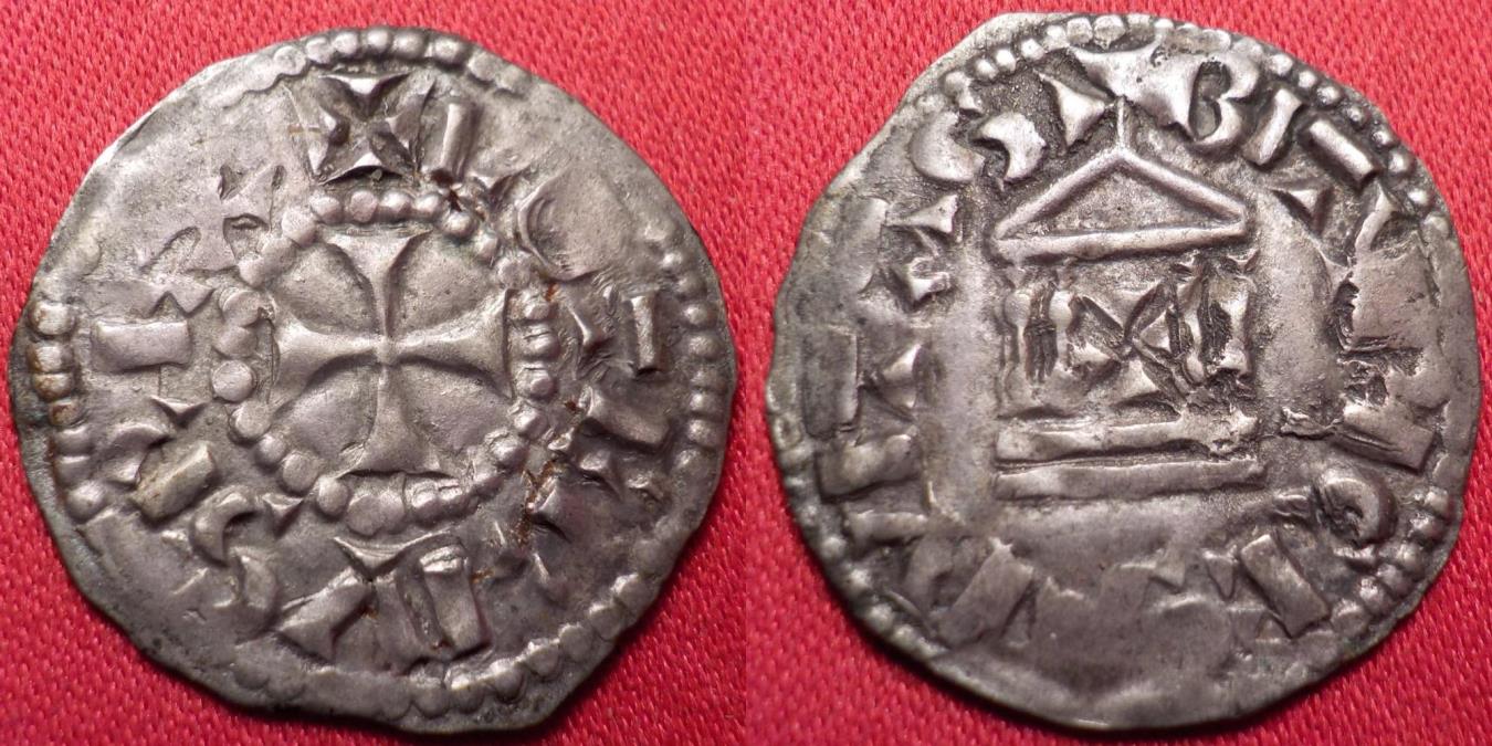 LOTHAIRE I AR silver denier. King of West Francia, 954-987 AD. Bourges ...