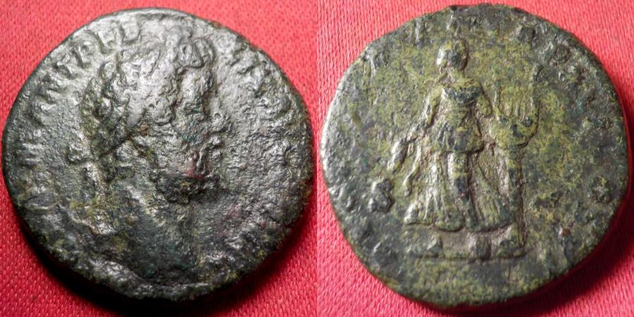 COMMODUS AE as. APOL PALAT, Apollo standing, holding plectrum and lyre ...