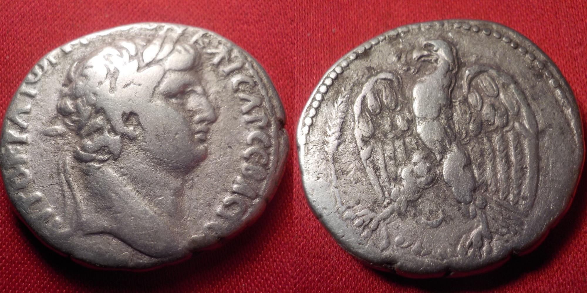 OTHO AR silver tetradrachm. Antioch, Syria. Eagle on branch, wreath in ...