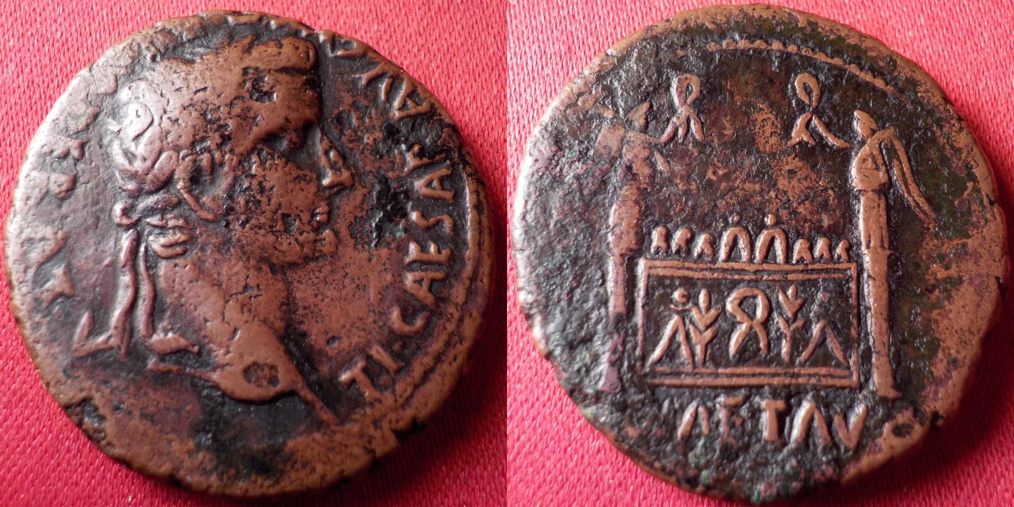 TIBERIUS, as Caesar, AE as. The Altar of Lugdunum, struck 10 AD