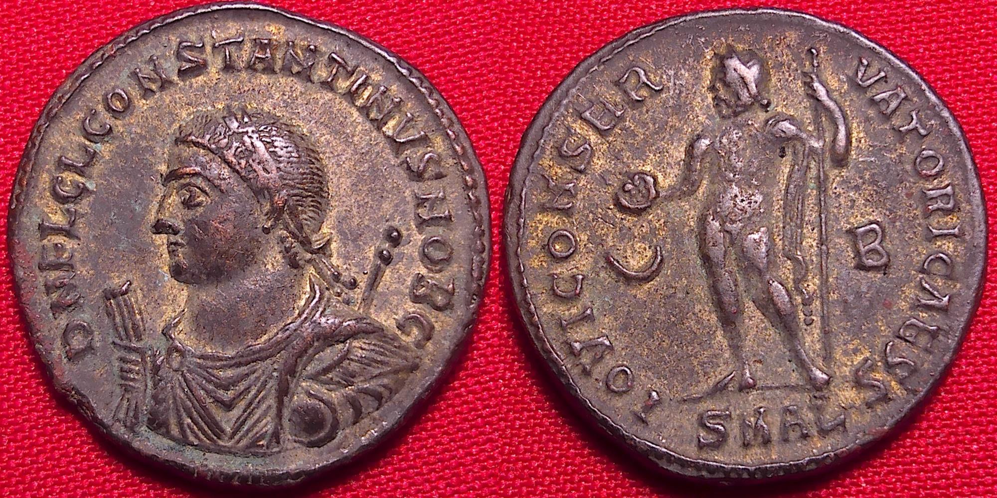 CONSTANTINE II CAESAR silvered AE3. Alexandria. IOVI CONSERVATORI