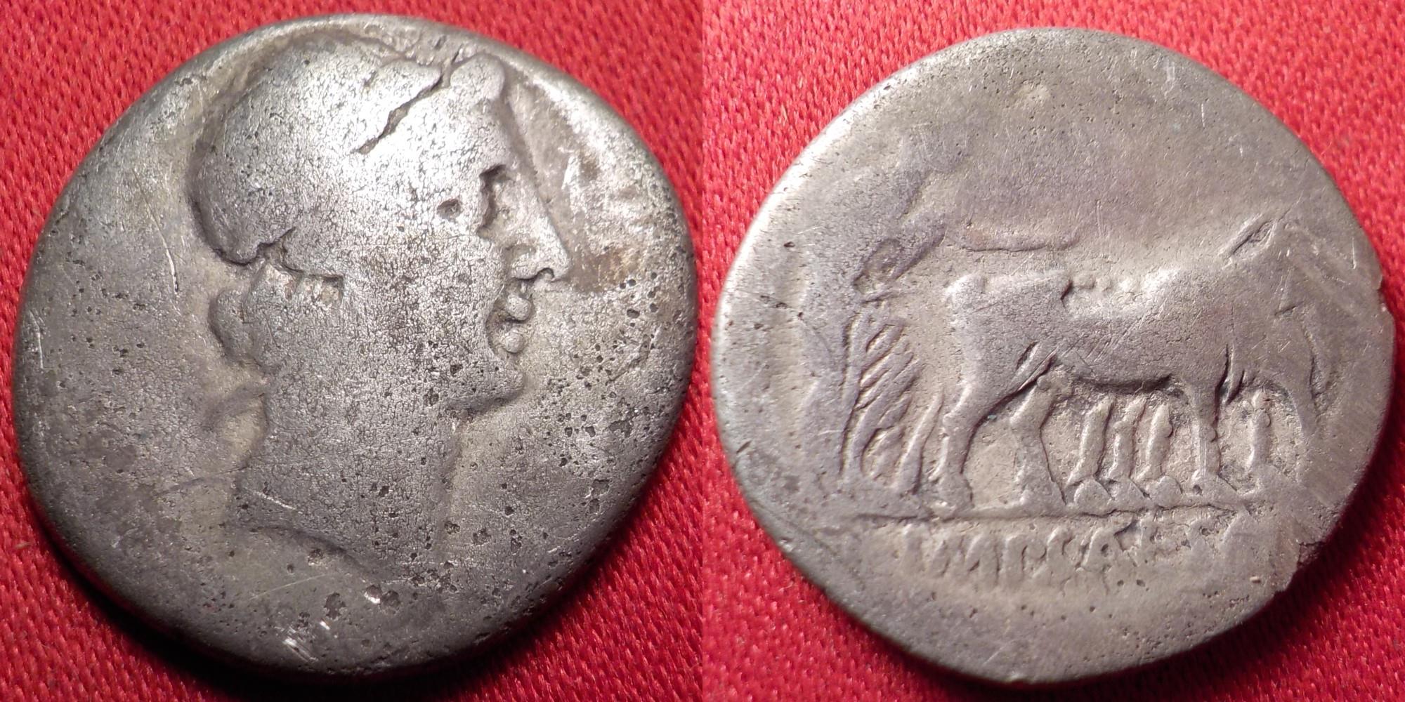 OCTAVIAN AR silver denarius. Actian Apollo, Octavian founding Nicopolis ...