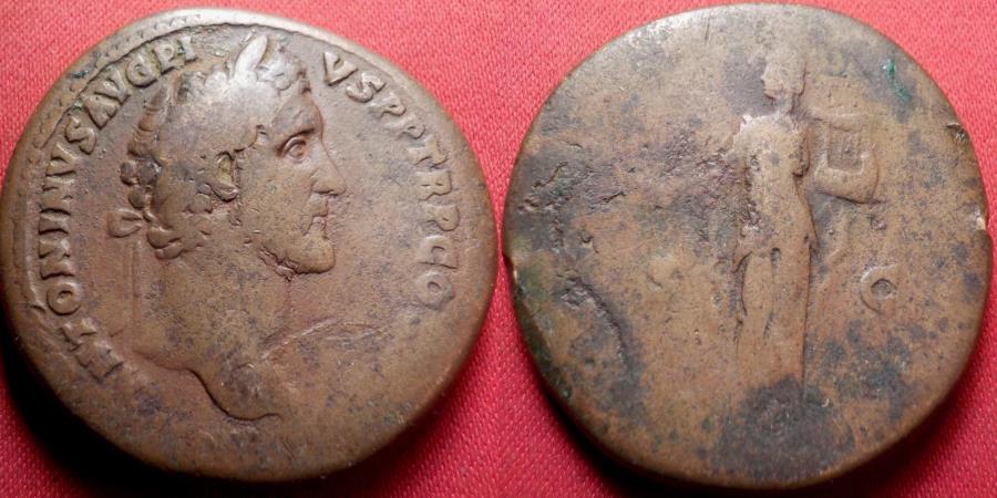 ANTONINUS PIUS AE sestertius. APOLLINI AUGUSTO, Apollo standing ...