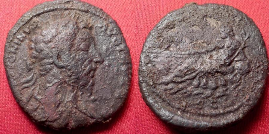 MARCUS AURELIUS AE as. River god Tiber reclining, hand on prow, water ...