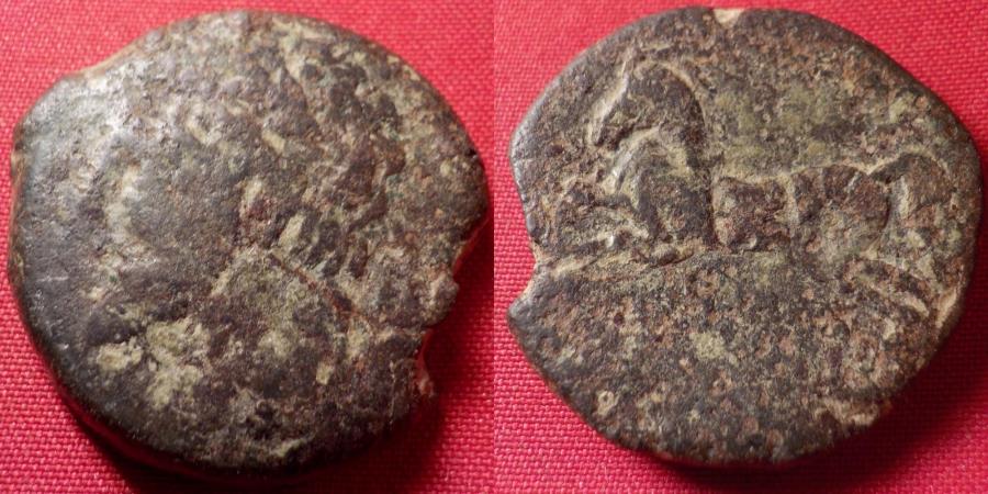 KINGDOM OF NUMIDIA, Micipsa, AE 27mm. Bearded bust, Horse galloping left.