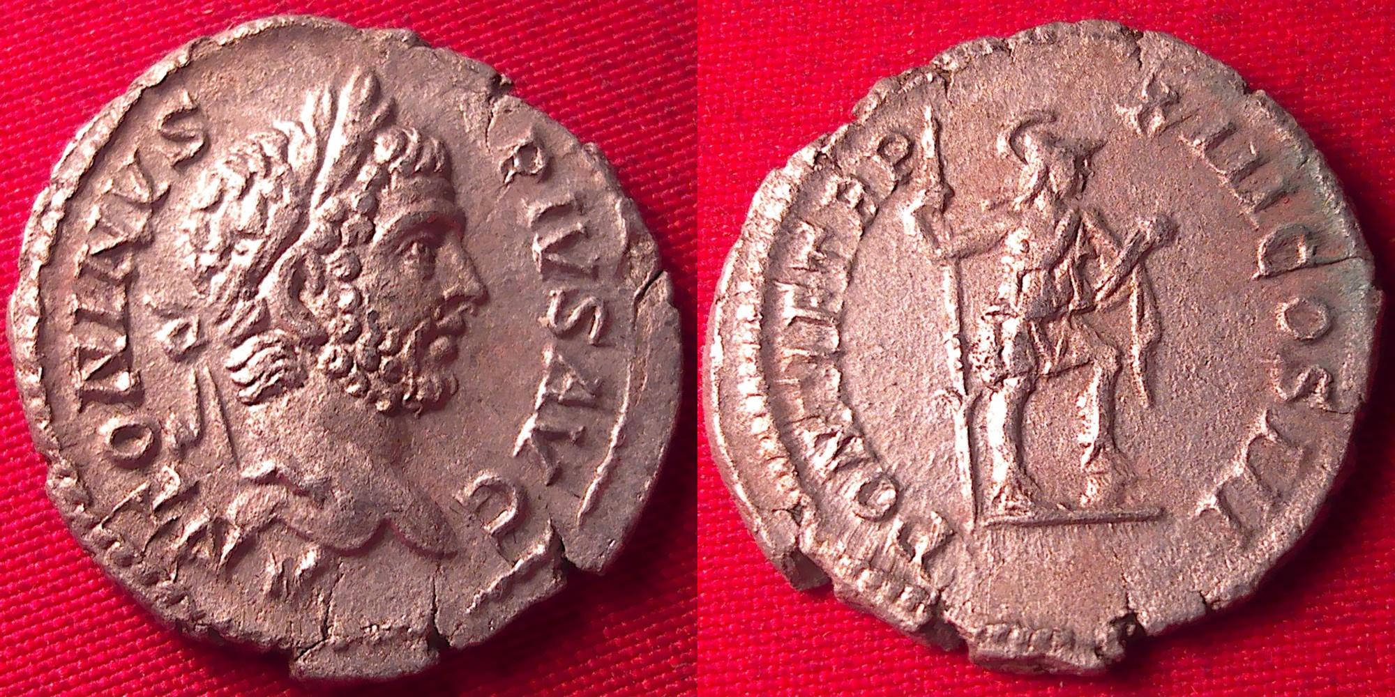 CARACALLA AR silver denarius. Rome, 209 AD. Virtus standing right ...