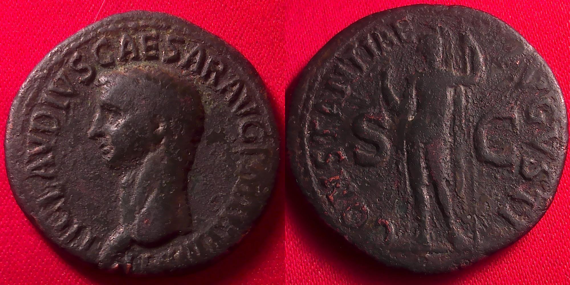 CLAUDIUS AE as. Constantia standing, holding spear. | Roman Imperial Coins