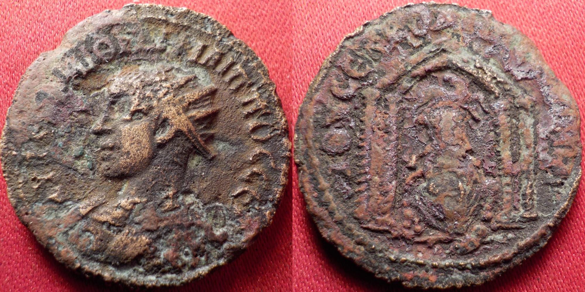 PHILIP II AE 26mm. Nisibis, Mesopotamia. Tyche in distyle temple.