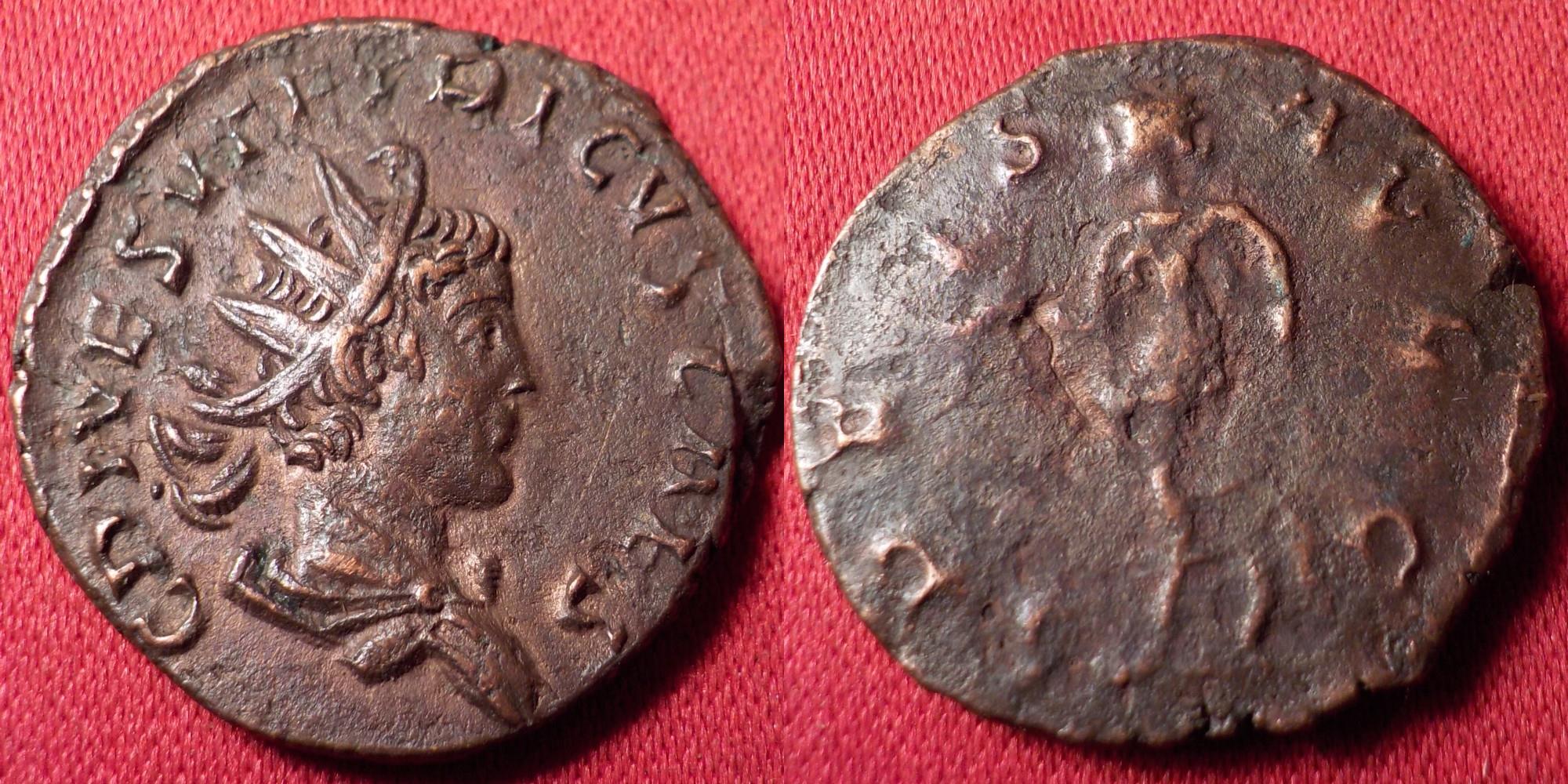 TETRICUS II AE antoninianus. Spes walking, holding flower. Nice portrait