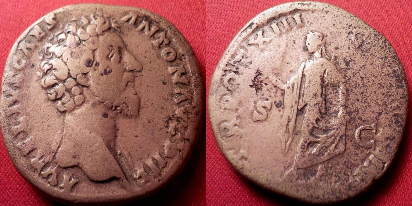 MARCUS AURELIUS CAESAR AE sestertius. Spes advancing. | Roman Imperial ...
