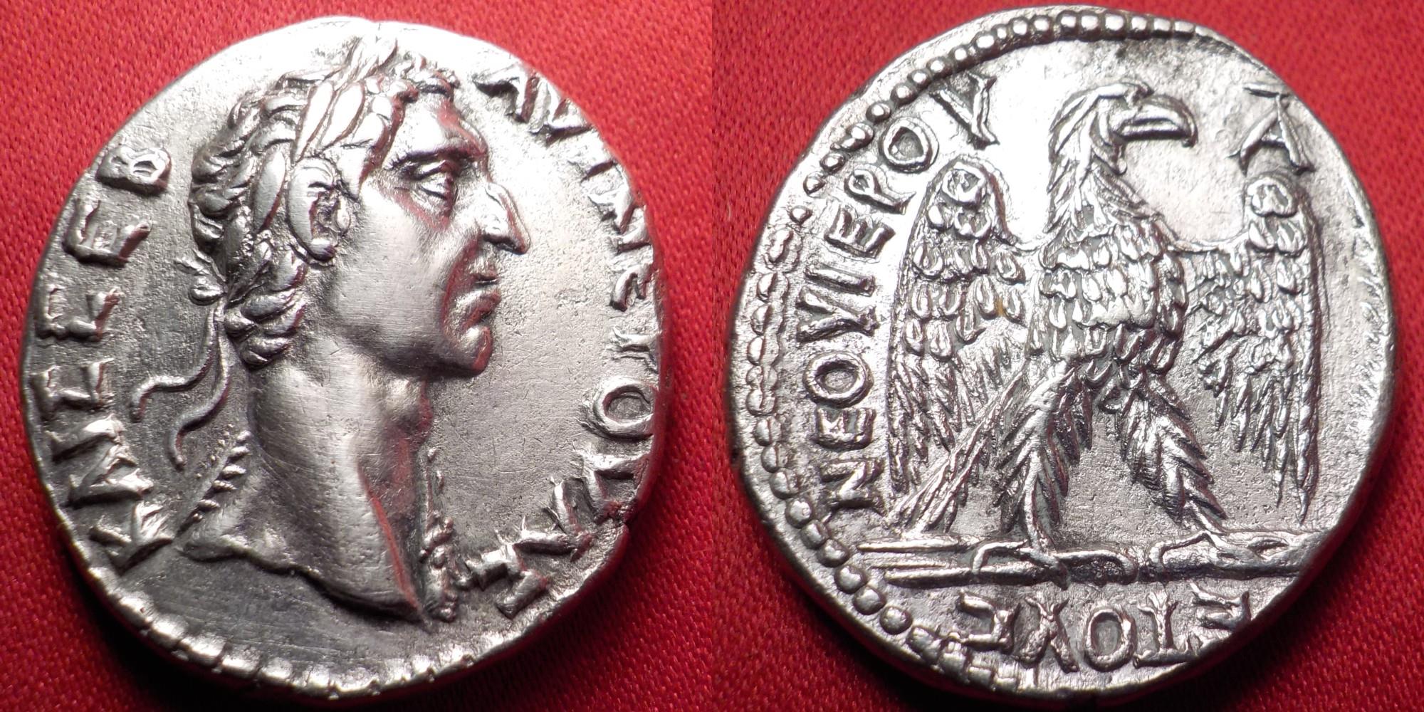 NERVA AR silver tetradrachm. Antioch, 96-97 AD. Eagle on thunderbolt ...