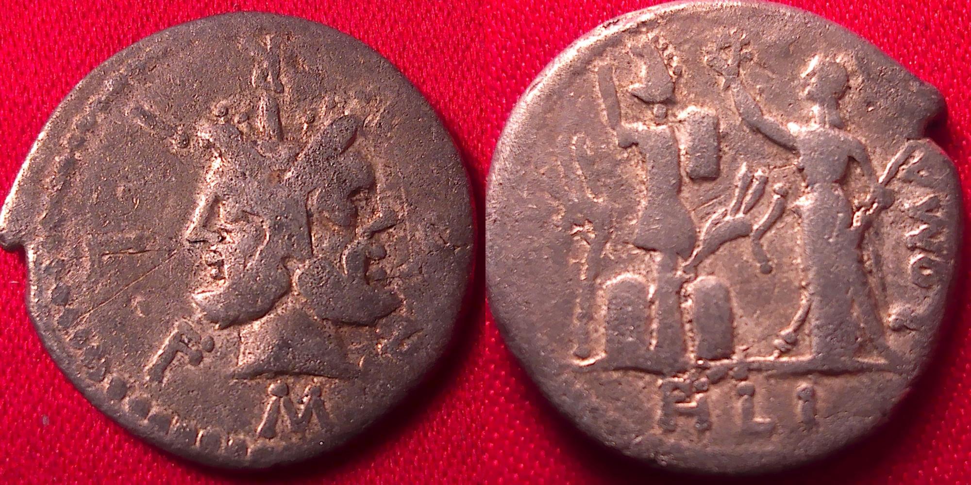 M FURIUS PHILUS AR silver denarius. Laureate bust of Janus, Roma ...