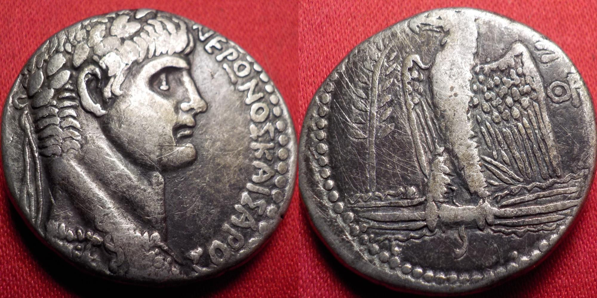 NERO AR silver tetradrachm. 60-61 AD. Eagle on thunderbolt. | Roman ...