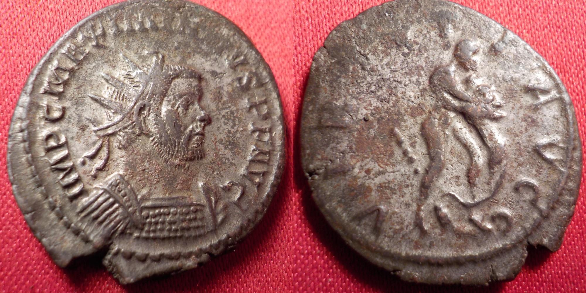 MAXIMIANUS AE silvered antoninianus. Hercules strangling Nemean lion.