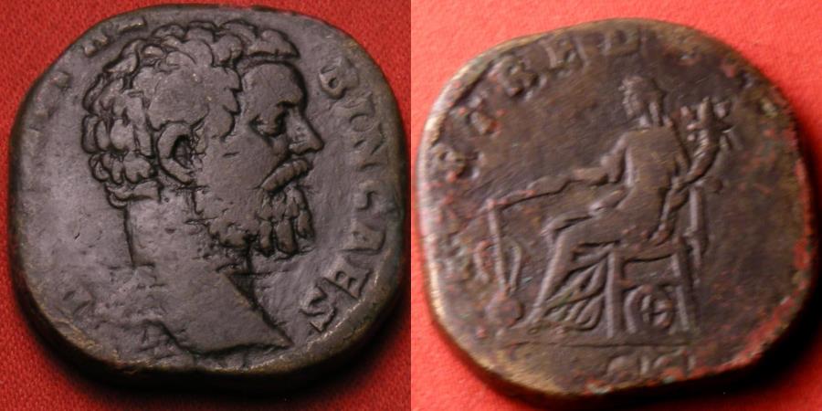 CLODIUS ALBINUS, as Caesar, AE sestertius. Fortuna seated, holding ...