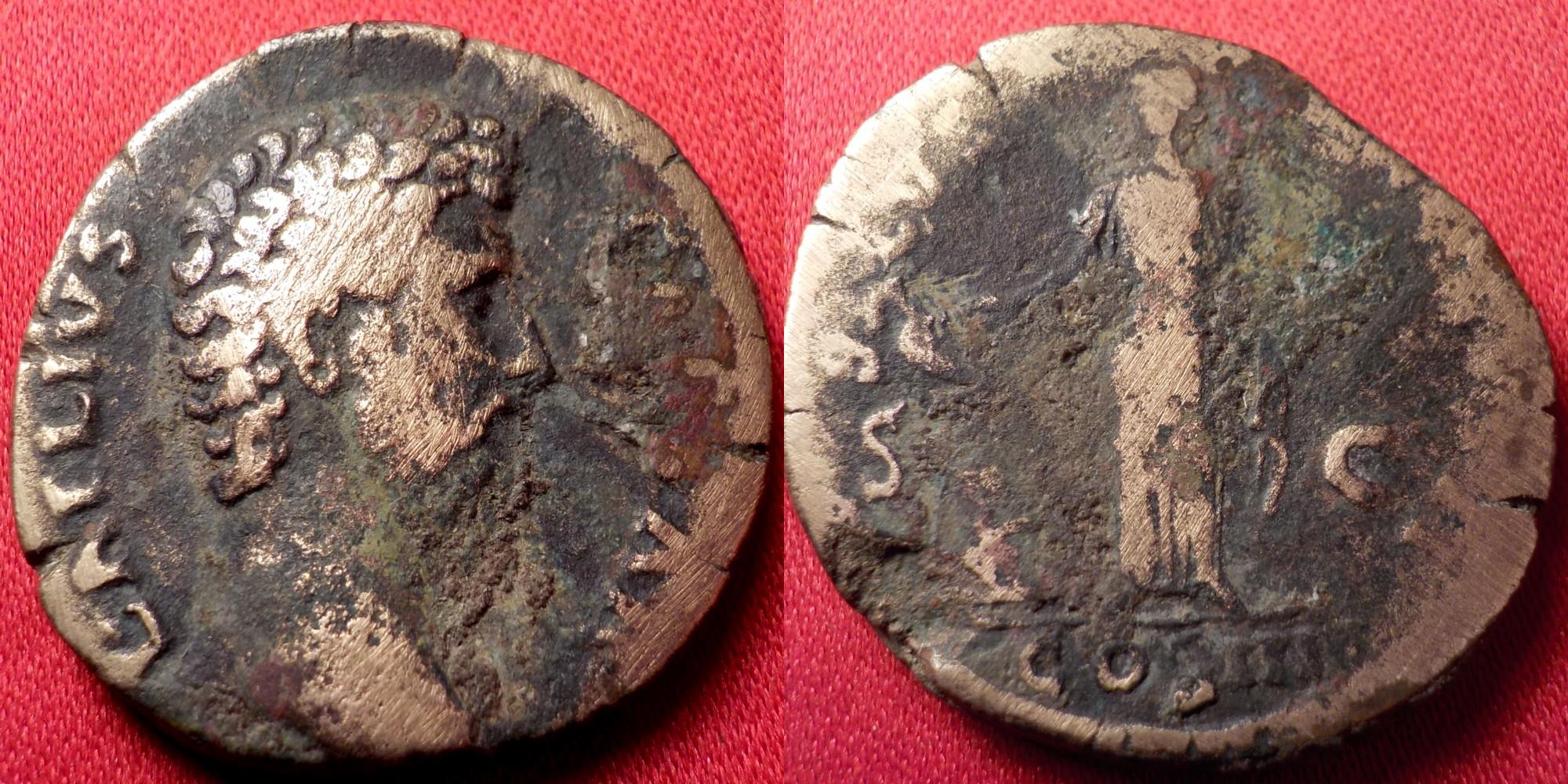 AELIUS CAESAR AE dupondius. Muled reverse of Hadrian, Salus standing ...