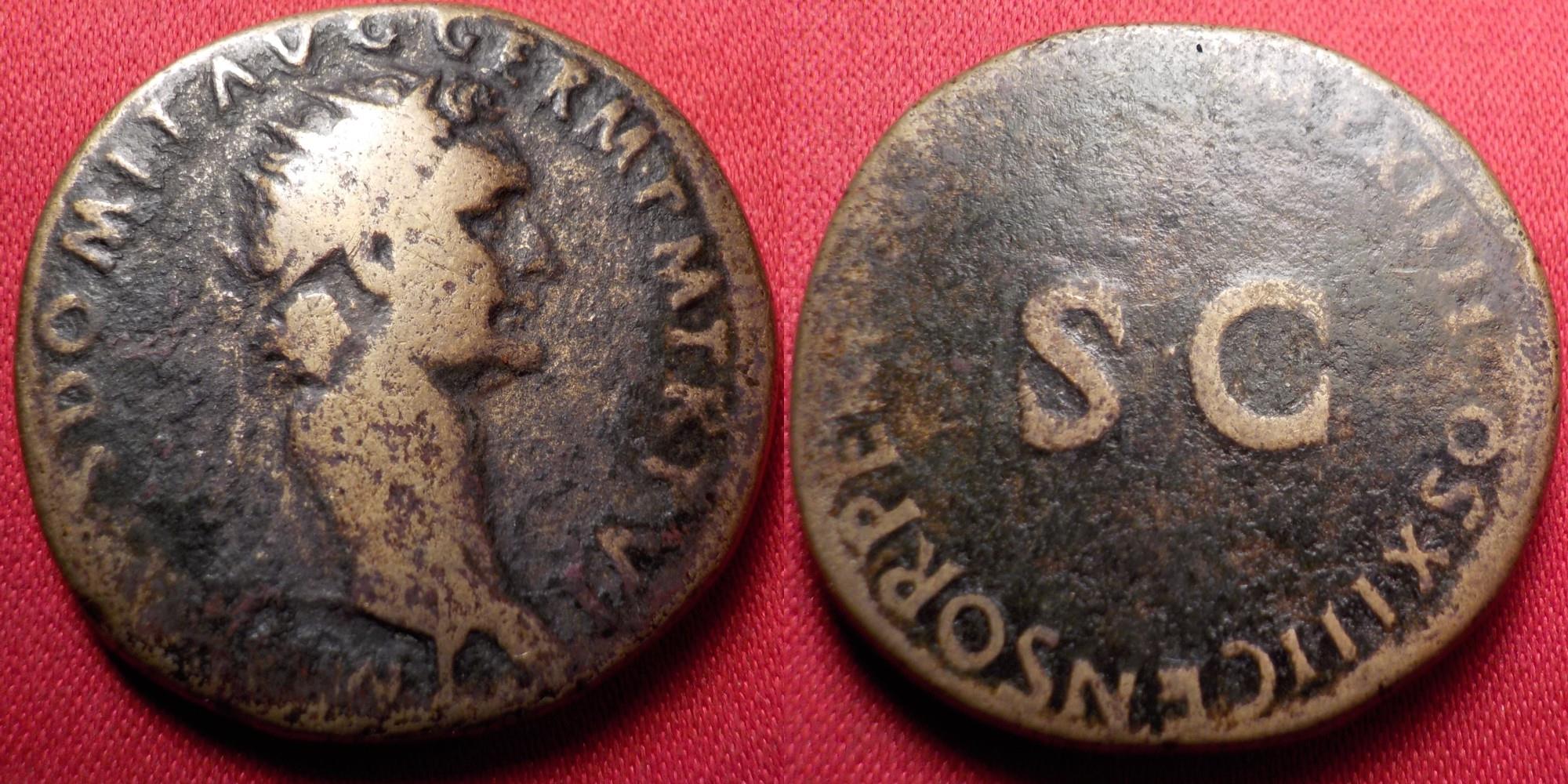 DOMITIAN AE dupondius. Rome, 87 AD. Legend around SC. Rare. | Roman ...