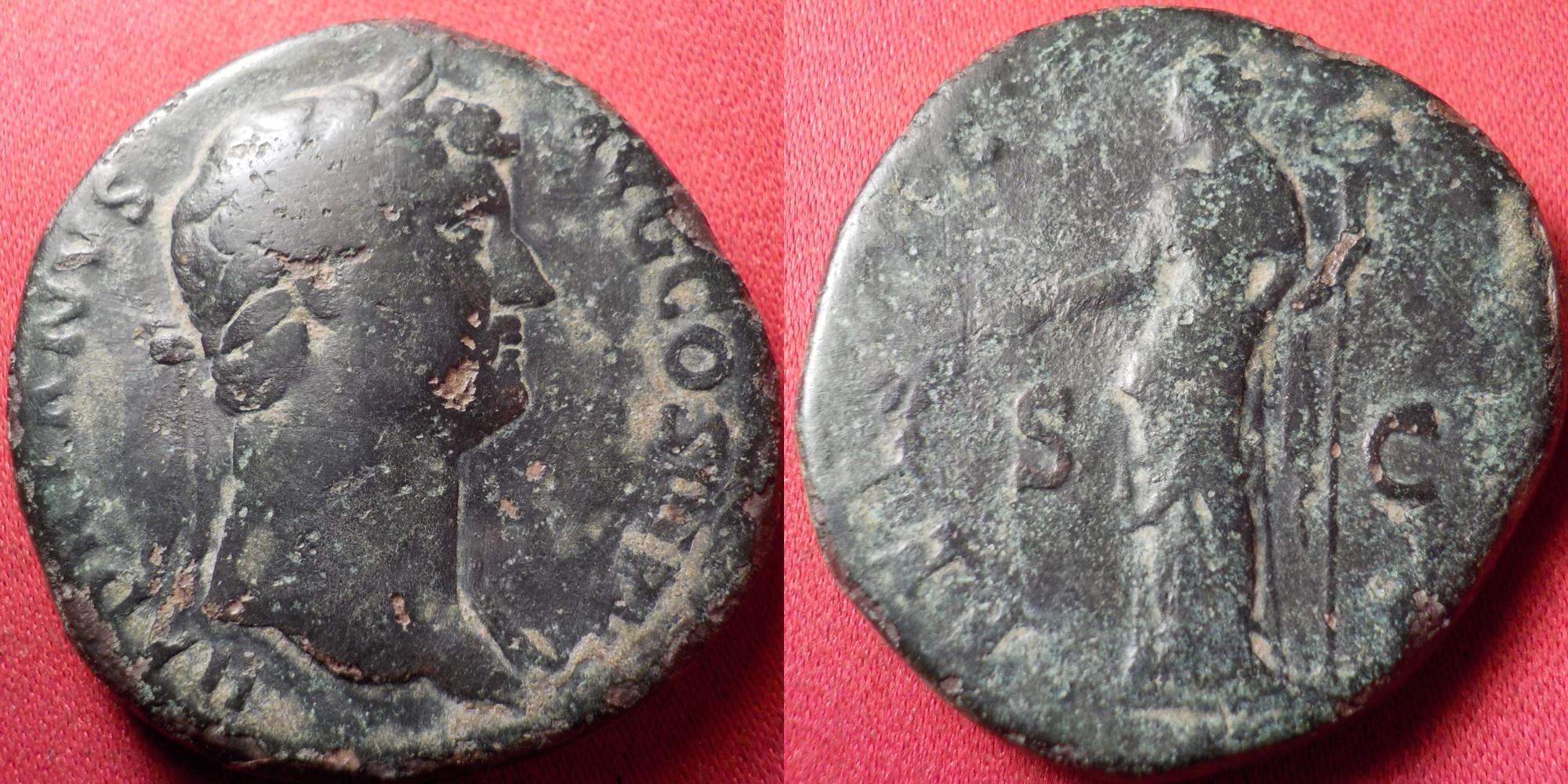 HADRIAN AE sestertius. Felicitas standing, holding caduceus & long scepter