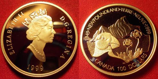 CANADA GOLD. QUEEN ELIZABETH II 1999 $100 dollar gold coin. Celebrating ...