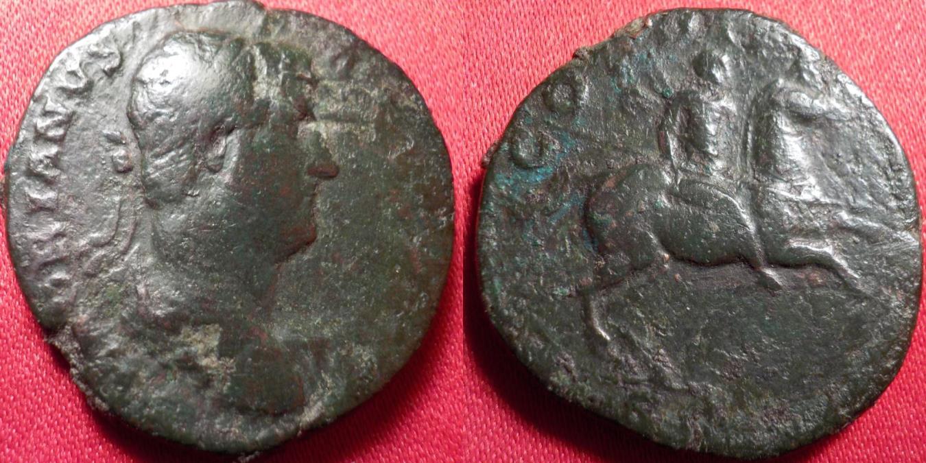 HADRIAN AE as. Hadrian on horseback, riding right. Scarce. | Roman ...