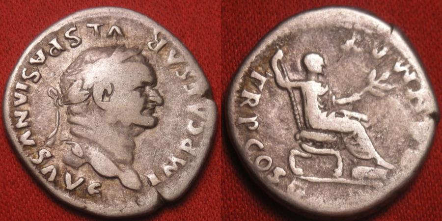 VESPASIAN AR silver denarius. Pax seated right. COS V | Roman Imperial ...