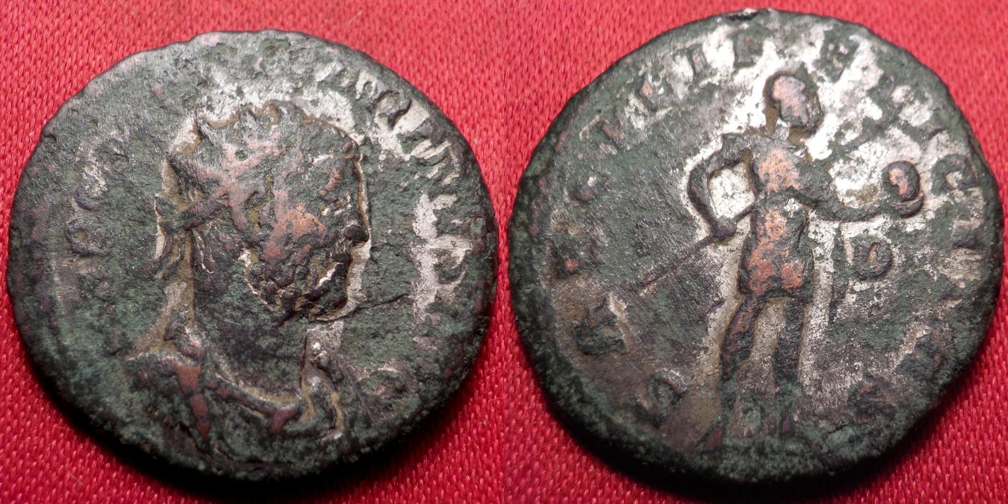 CARINUS AUGUSTUS AE silvered antoninianus. Lugdunum mint. SAECVLI ...
