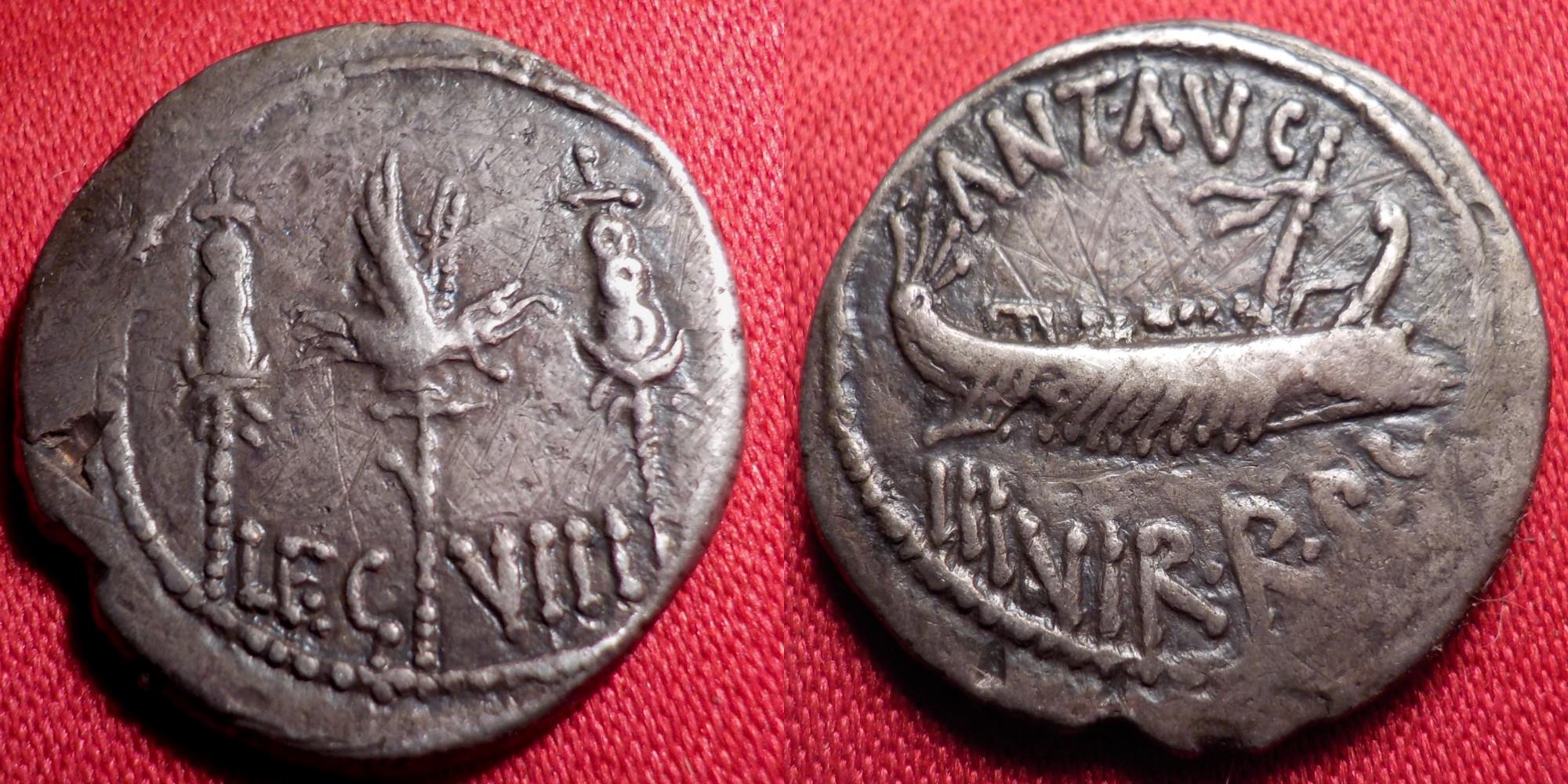 MARCUS ANTONIUS AR silver 'legionary' denarius. LEGIO VIII - The eighth ...