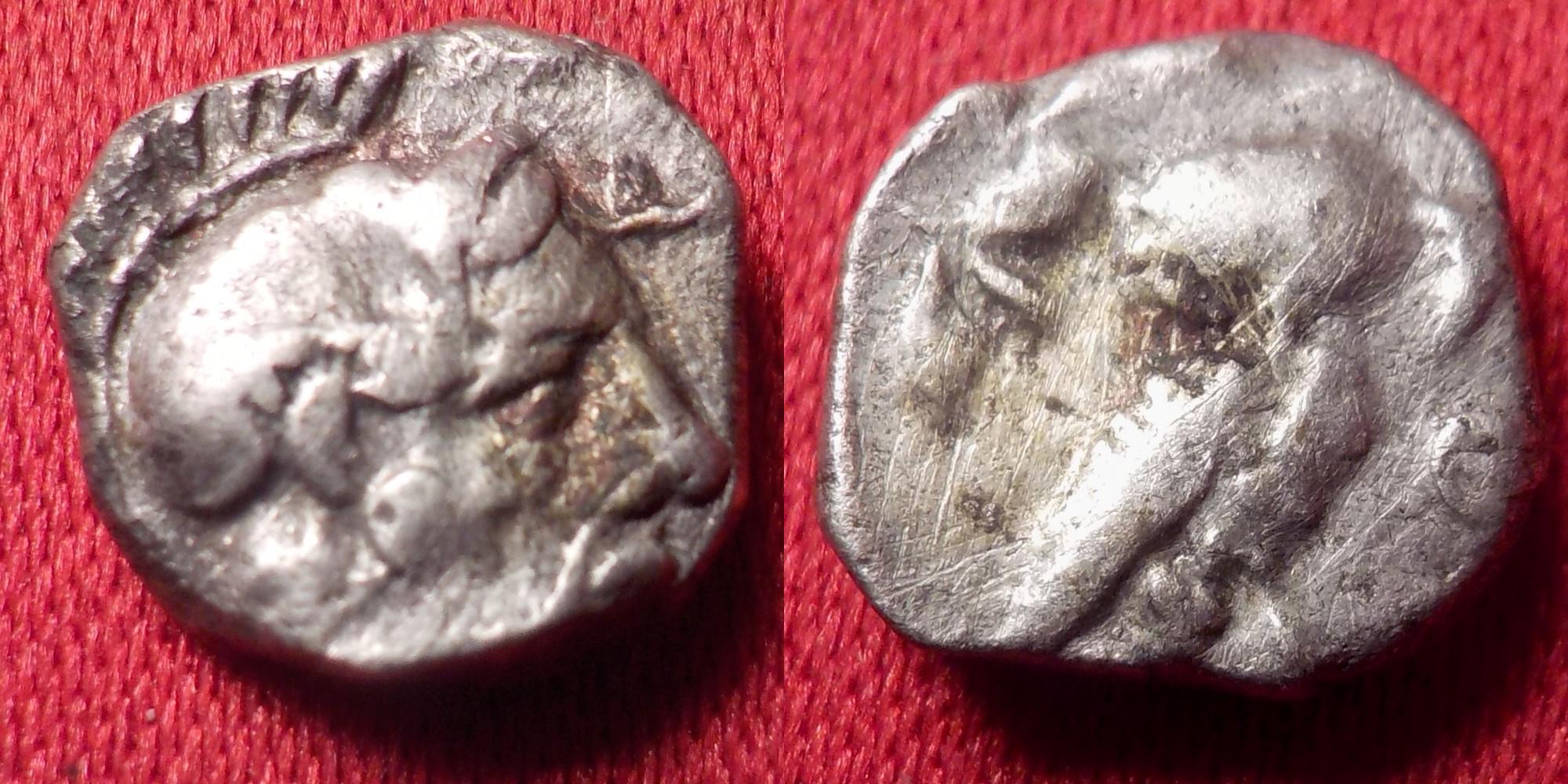 ATHENS AR silver obol. 5th century BC. Athena / Owl. Nice bust with ...