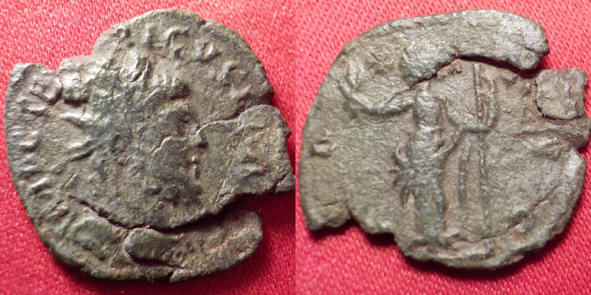 TETRICUS I AE antoninianus. Pax standing, holding wreath & long scepter