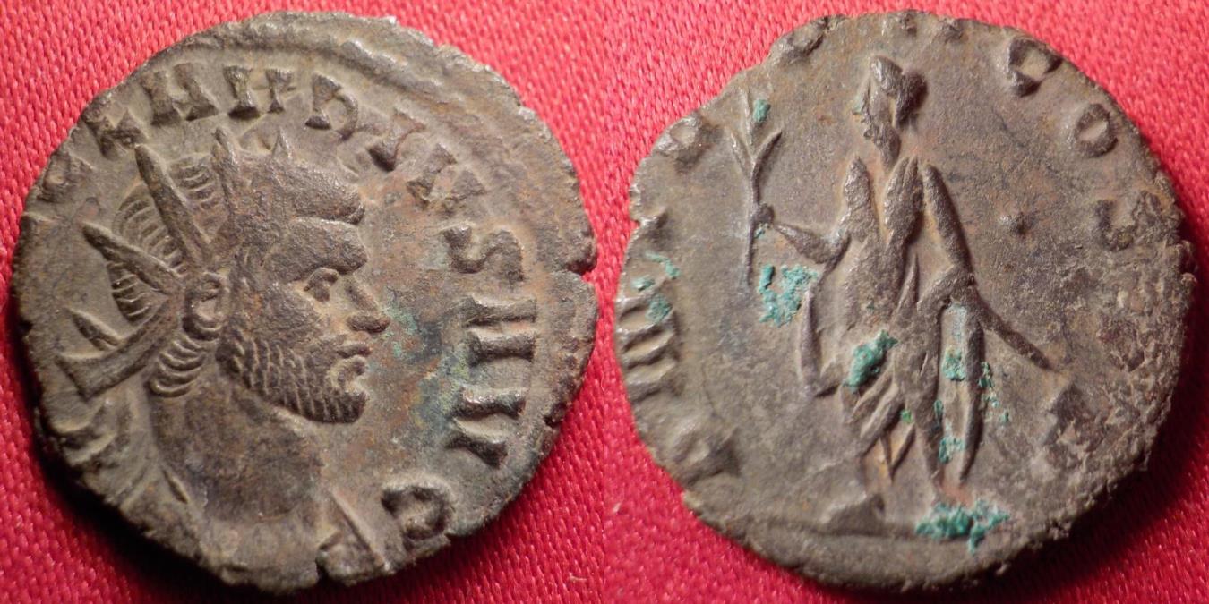 CLAUDIUS II GOTHICUS AE antoninianus. Emperor, togate, holding branch ...