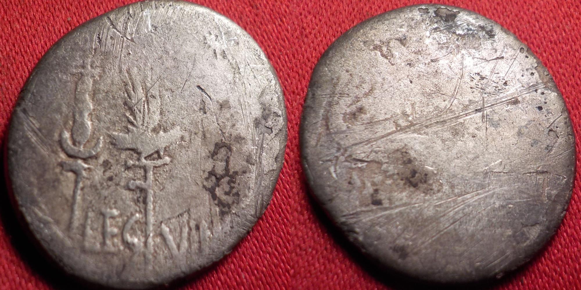 MARCUS ANTONIUS (Marc Antony) AR silver Legionary denarius. LEGION VII ...