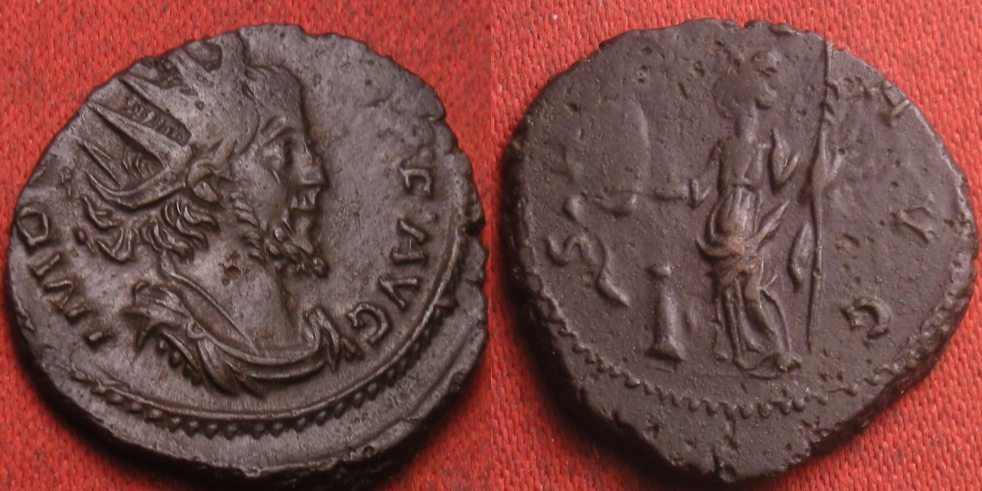 VICTORINUS AE antoninianus. SALUS standing, feeding serpent arising ...