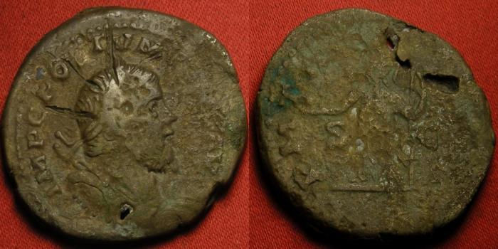 POSTUMUS AE orichalcum sestertius. Dated issue, Emperor standing ...