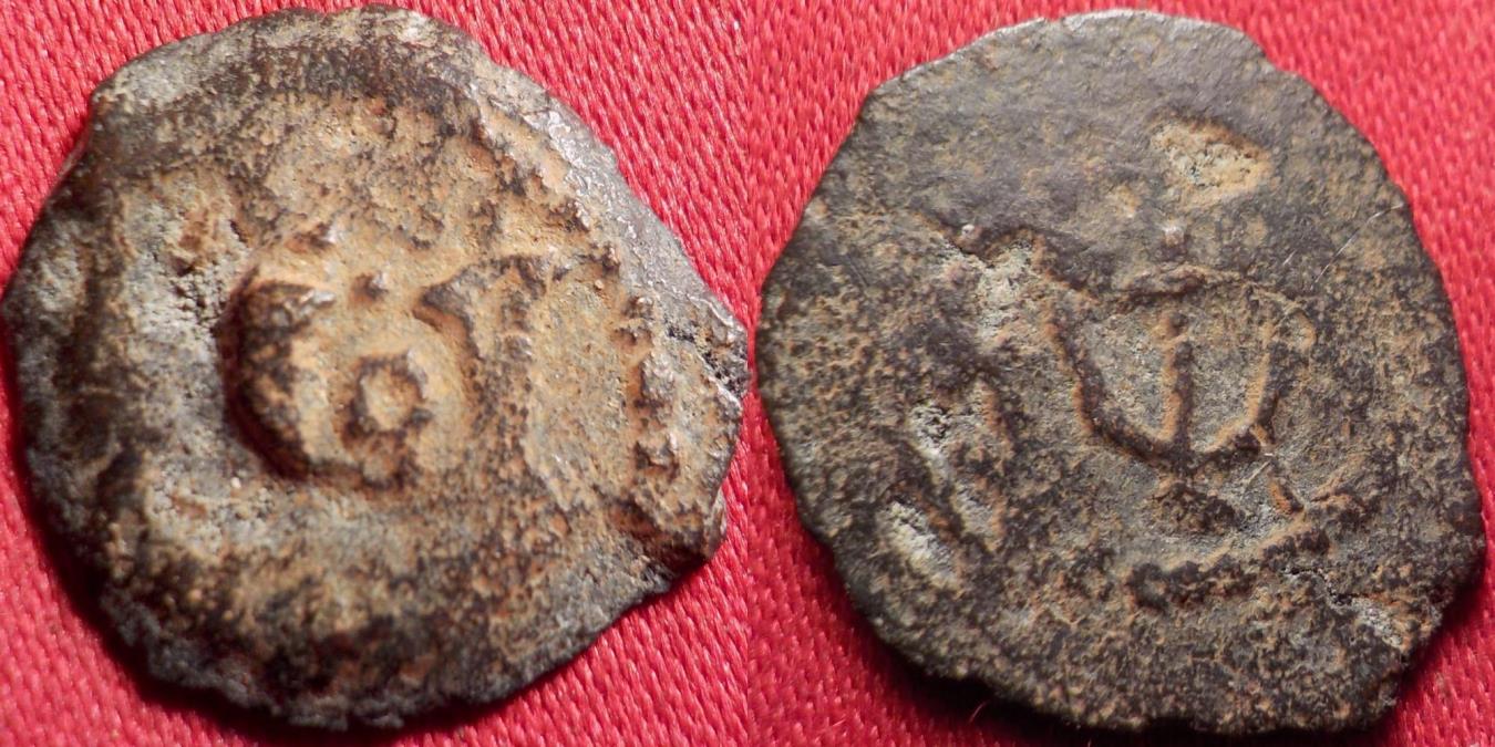 KING HEROD I THE GREAT AE prutah. Jerusalem, 40-4BC. Anchor / Double ...