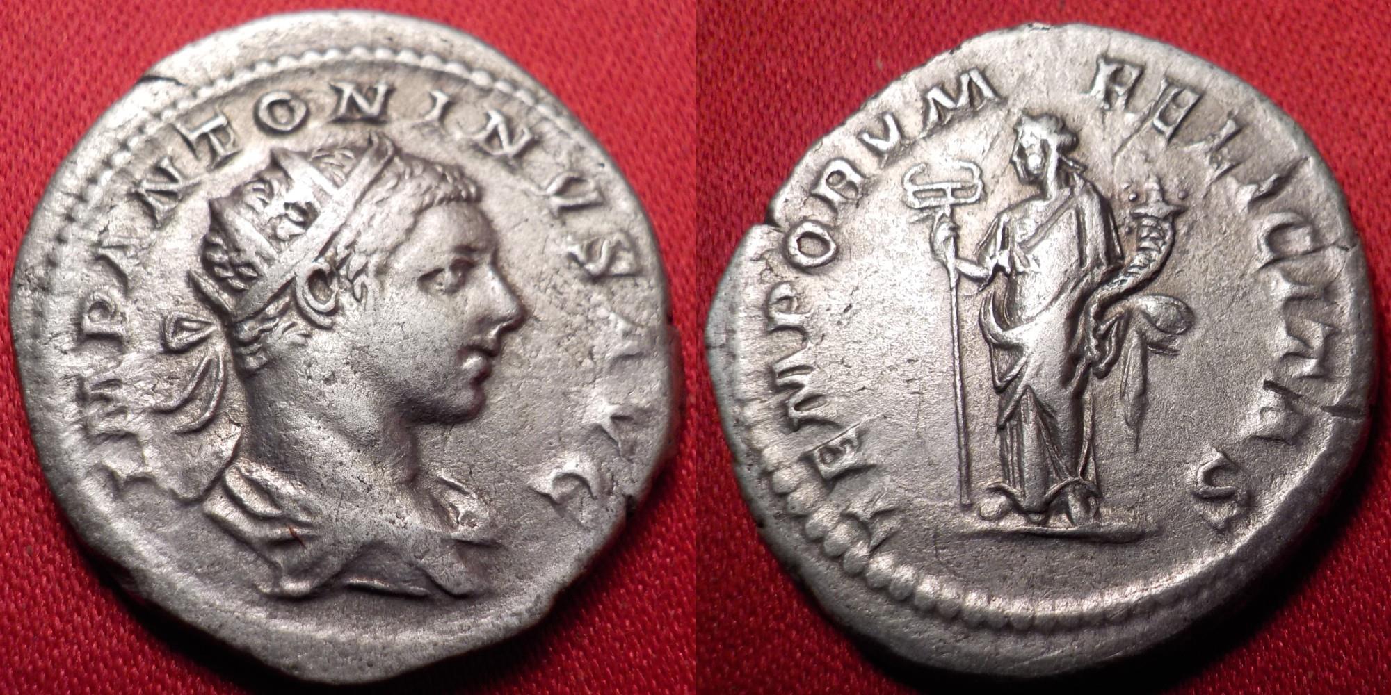 ELAGABALUS AR silver antoninianus. Temporum Felicitas, Felicitas ...