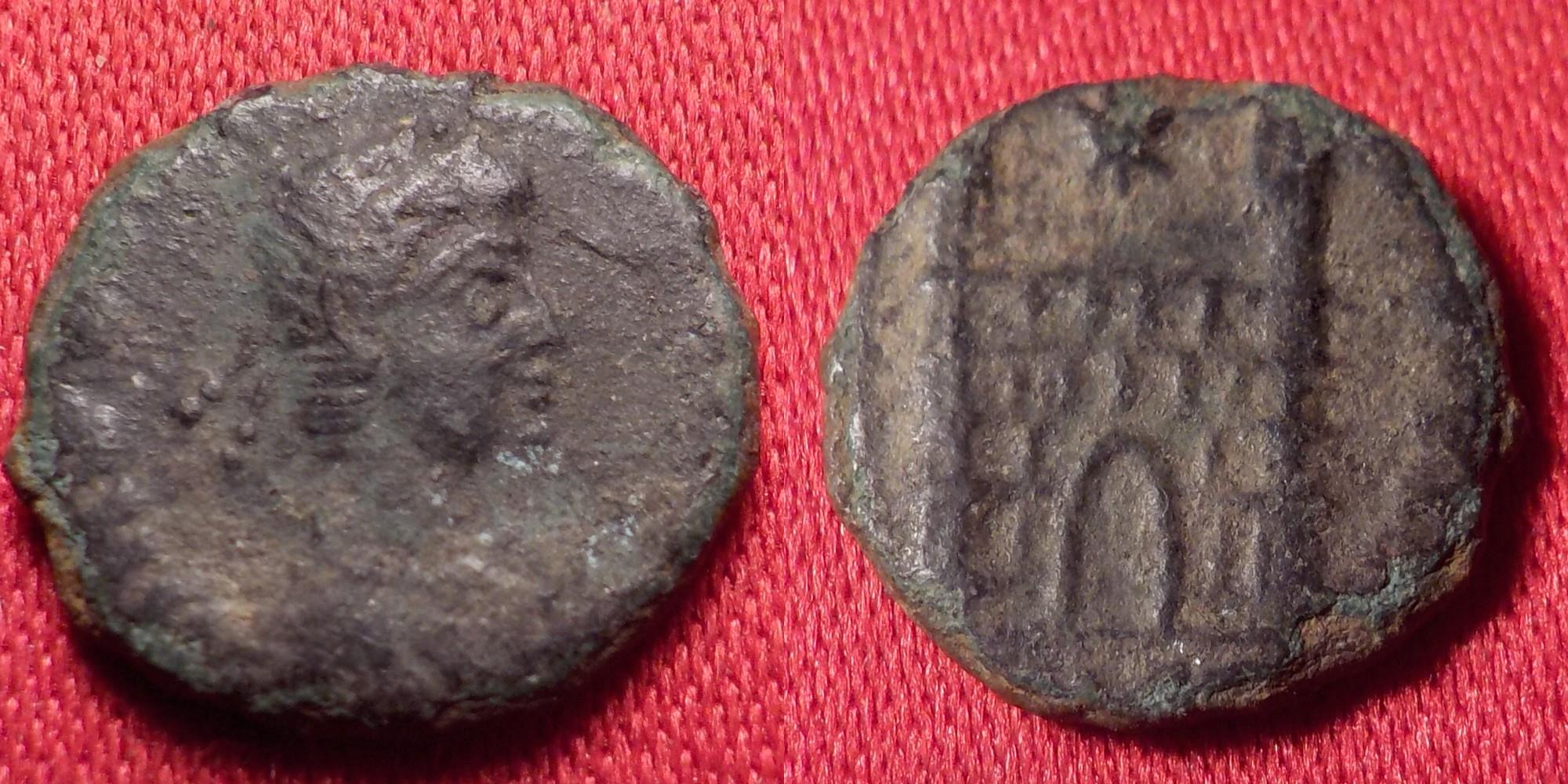 FLAVIUS VICTOR AE 10mm. SPES ROMANORUM. City gate | Roman Imperial Coins