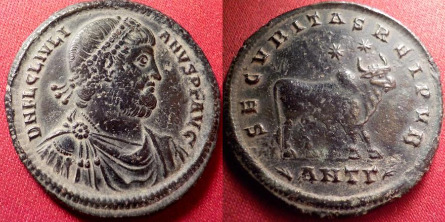 JULIAN II The Apostate 30mm AE1. Antioch mint. Bull standing, stars above.